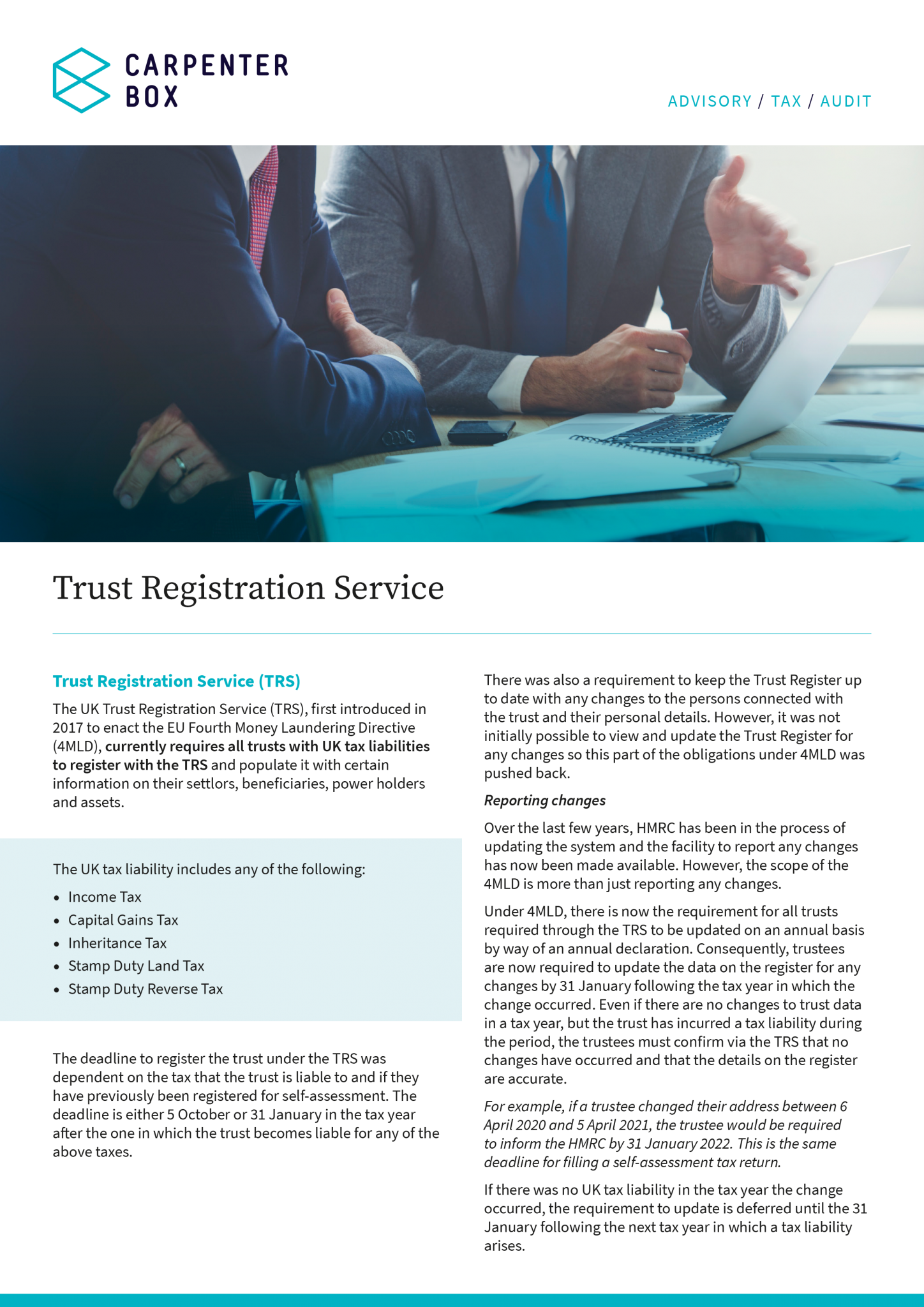 Trust Registration Service New Obligations For Trustees Carpenter Box Trust Registration Service New Obligations For Trustees Carpenter Box